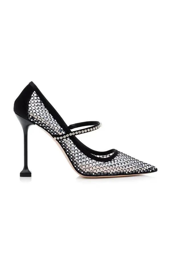 Miu Miu Crystal-embellished Mesh Pumps