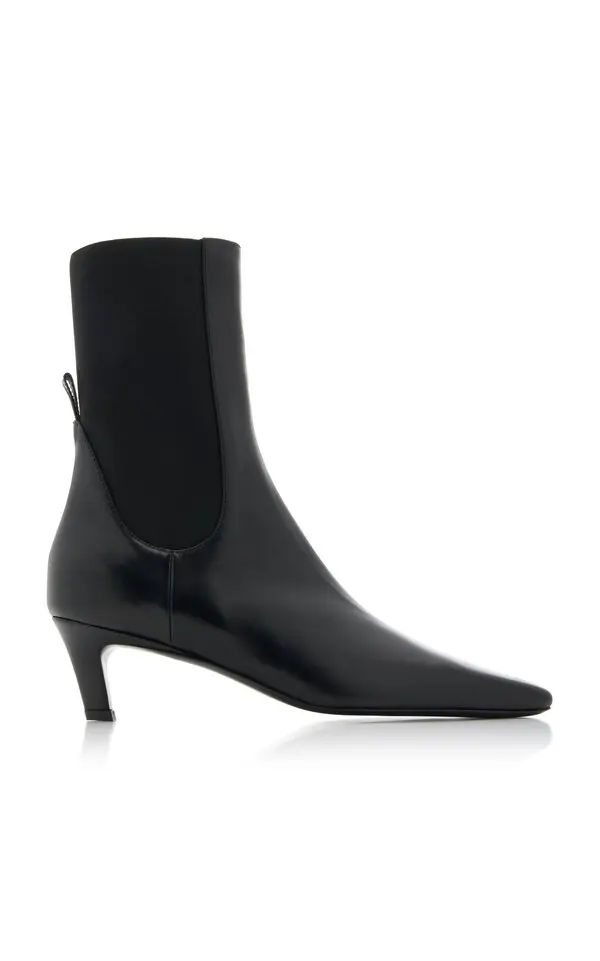 TOTEME Mid Heel Leather Boots - Black