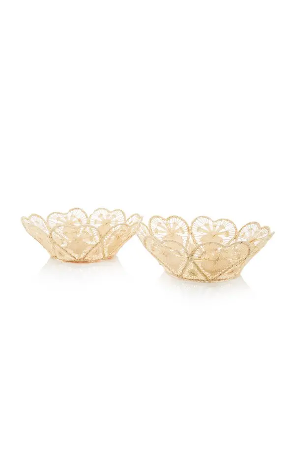 MODA DOMUS Set-of-two Large Wicker Bowls - Neutral