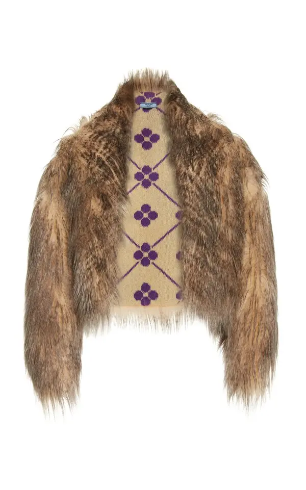 Prada Faux-fur Stole - Brown