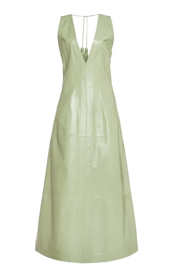 Bottega Veneta Tasseled Leather Midi Dress