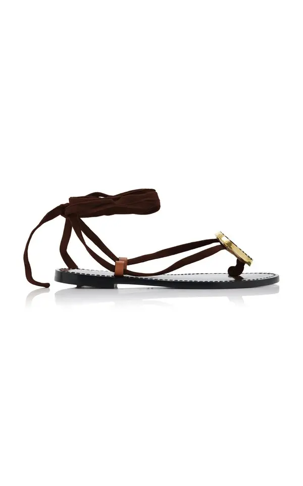 AMANU Vamizi Embellished Suede Sandals - Brown