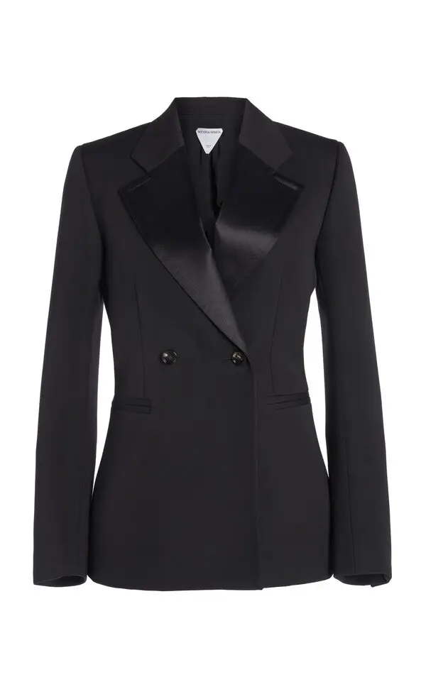 Bottega Veneta Double-breasted Wool Cocoon Blazer With Satin Lapels