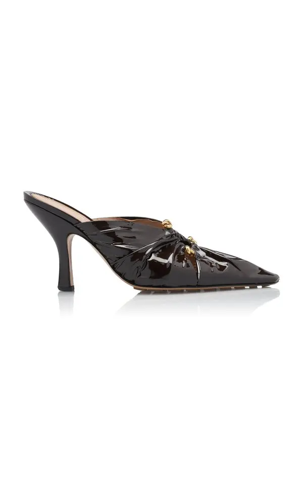 Bottega Veneta Pointed Toe Leather Mules With Knot Detail