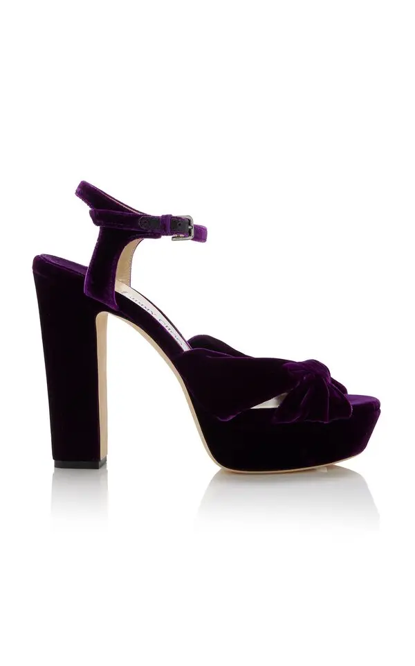 JIMMY CHOO Exclusive Heloise Velvet Platform Sandals