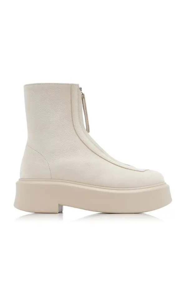 THE ROW Zipped Leather Ankle Boots