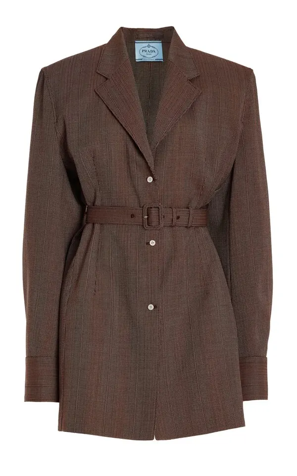Prada Single-breasted Pinstriped Wool Jacket