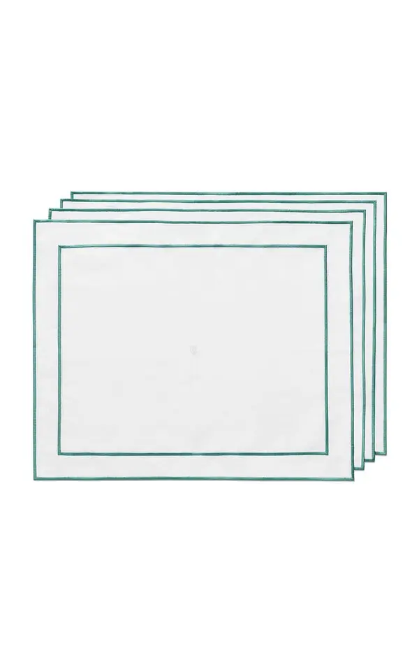 Tiffany & Co. Set-of-four Embroidered Linen Placemats - Blue