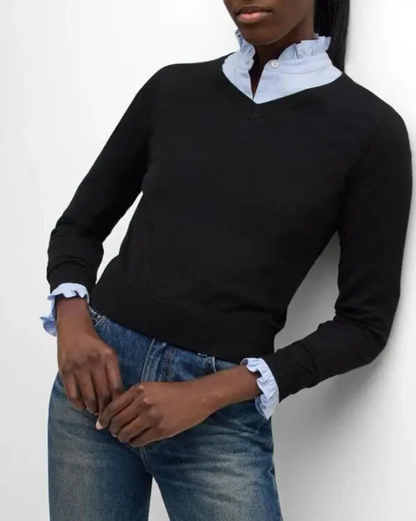 NILI LOTAN Janah V-neck Cropped Sweater