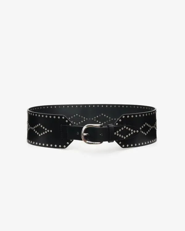 Isabel Marant Lucie Leather Belt - Black/silver