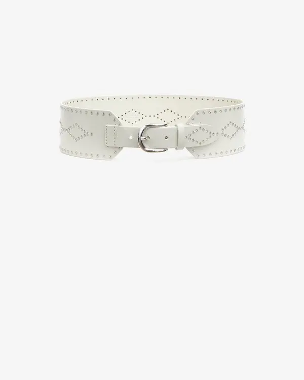 Isabel Marant Étoile Lucie Wide Studded Leather Belt - Chalk-silver