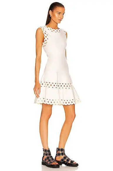 ALAÃA Alaïa Sleeveless Lattice Trim Knit Dress
