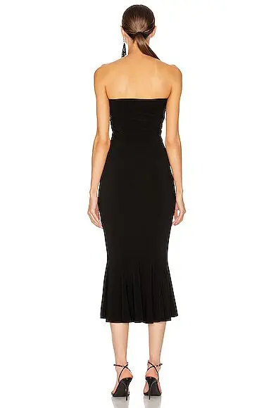 Norma Kamali Strapless Fishtail Midi Dress