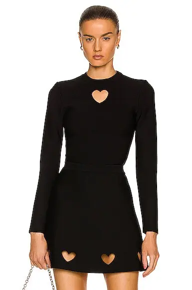Alaïa Cutout Heart Long Sleeve Top