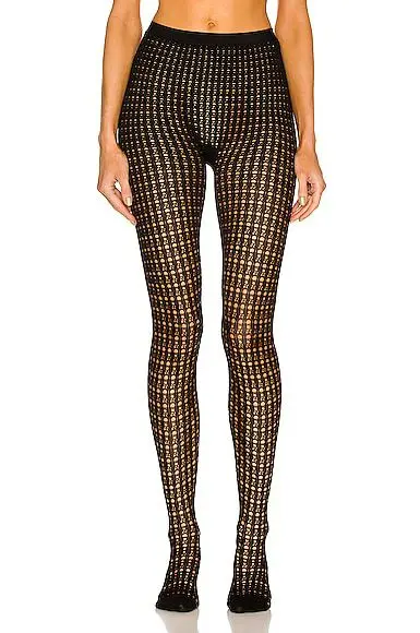 Alaïa Lace Stretch Viscose Tights - Noir