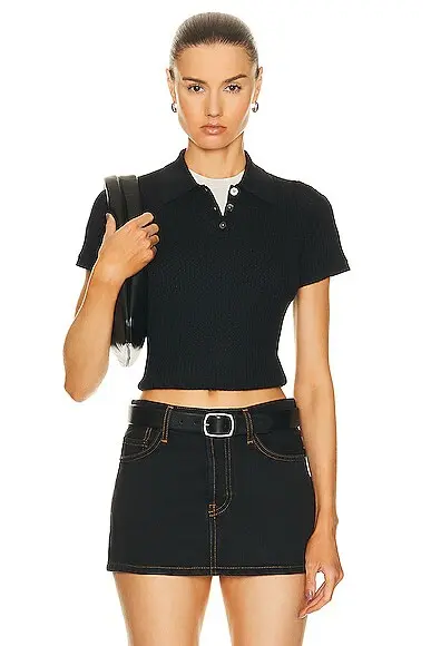Guest In Residence Shrunken Cashmere Polo Top - Black