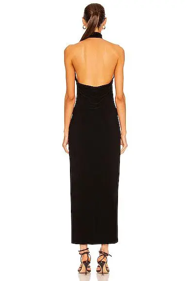 Norma Kamali Halterneck Gown With Side Slit - Black