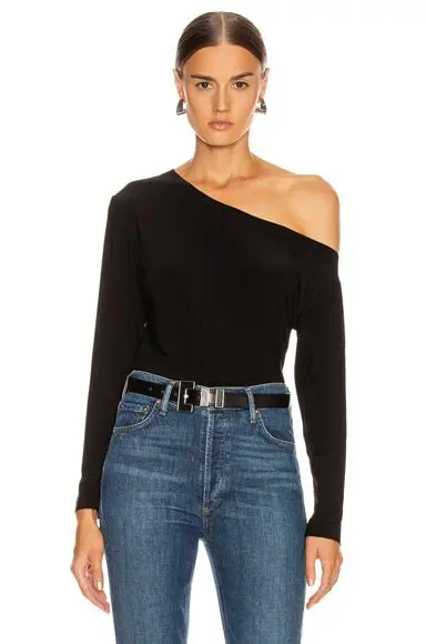 Norma Kamali Long Sleeve Drop Shoulder Top