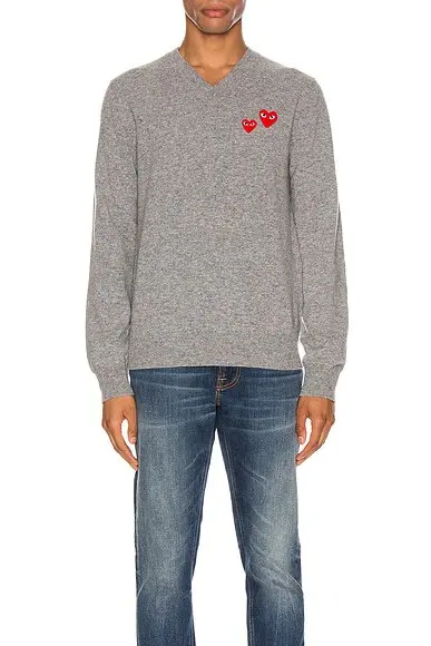 Play Comme Des Garcon Multi Heart Pullover Sweater