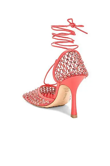 Bottega Veneta Web Sparkle Lace Up Sandals - Sunburst