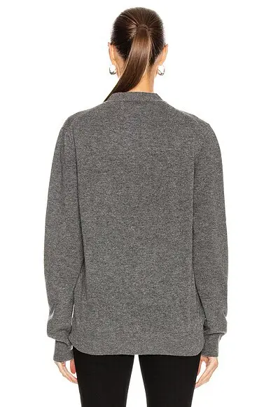 Play Comme Des Garcon Lambswool Cardigan With Red Emblem - Medium Grey