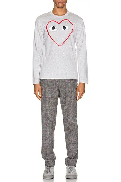 Play Comme Des Garcon Heart Logo Long Sleeve Tee