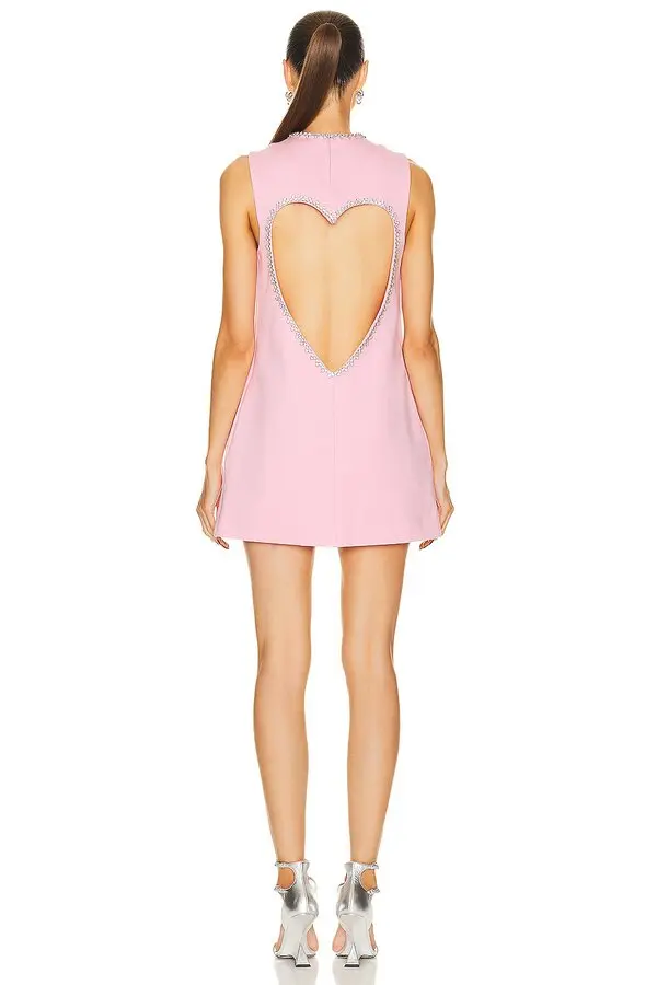 AREA Crystal Heart Back Dress