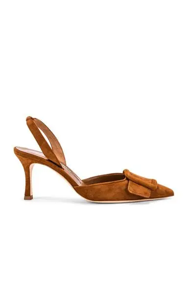 Manolo Blahnik May 70 Suede Slingback - Brown