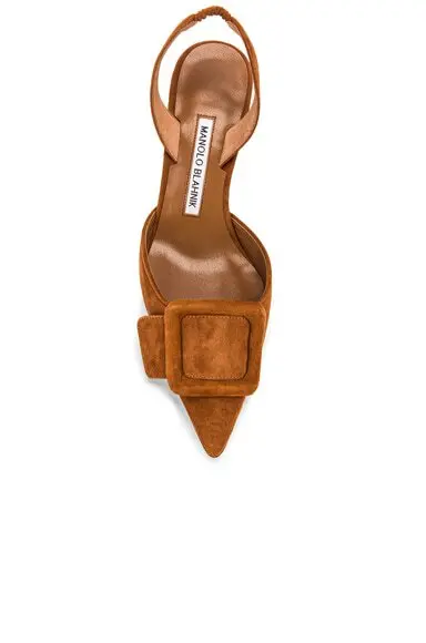 Manolo Blahnik May 70 Suede Slingback - Brown