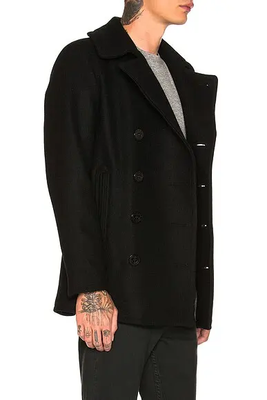 SCHOTT Slim Fit Pea Coat - Navy