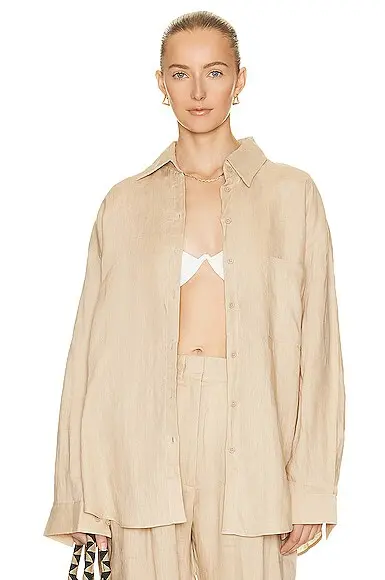 AEXAE Linen Woven Shirt - Beige