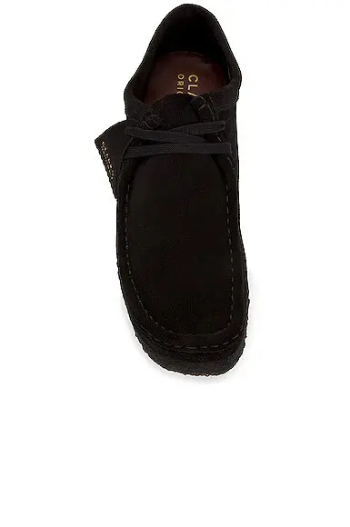 Clarks Wallabee Suede Moc Toe Shoes - Black Suede