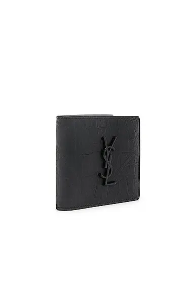 Saint Laurent Croc Embossed Billfold Wallet