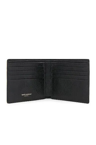 Saint Laurent Croc Embossed Billfold Wallet