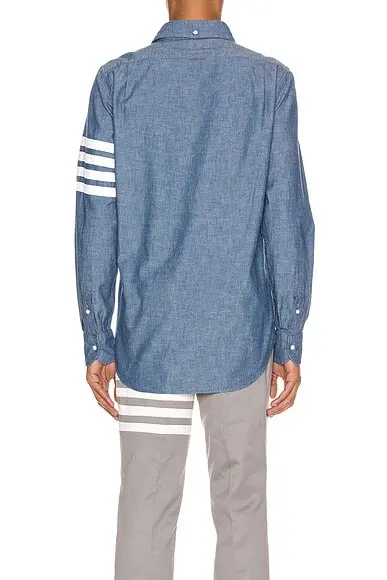Thom Browne Straight Fit Button Down Long Sleeve Shirt