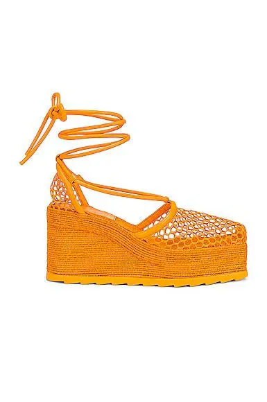 Bottega Veneta Stretch Lace-up Espadrilles - Tangerine