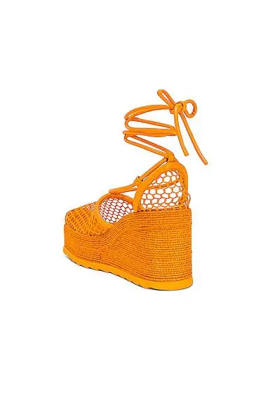 Bottega Veneta Stretch Lace-up Espadrilles - Tangerine