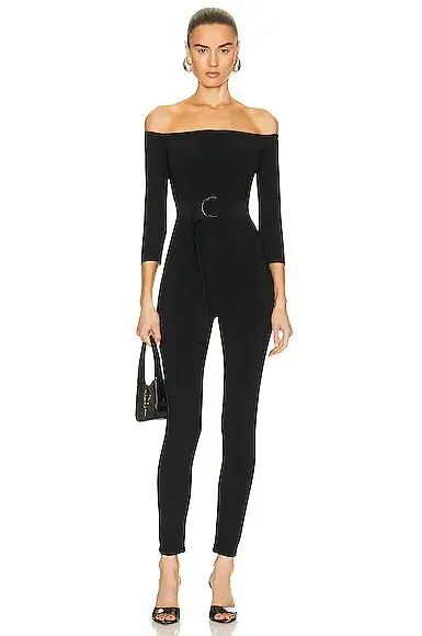Norma Kamali Off-shoulder Belted Catsuit - Black