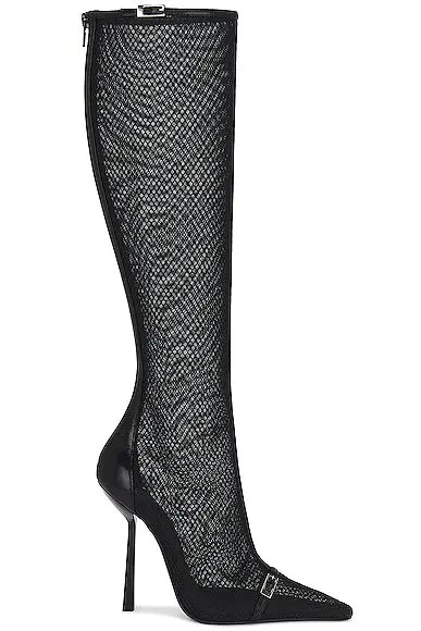 Saint Laurent Oxalis Mesh And Leather High Heel Boots