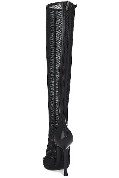 Saint Laurent Oxalis Mesh And Leather High Heel Boots
