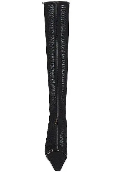 Saint Laurent Oxalis Mesh And Leather High Heel Boots