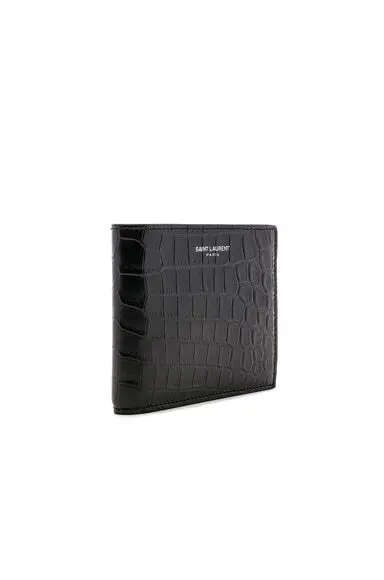 Saint Laurent Matte Croc Billfold Wallet