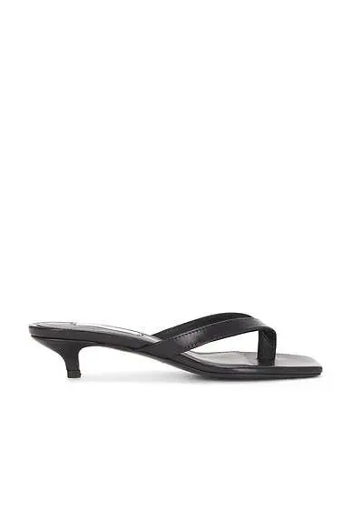 TOTEME Leather Kitten Heel Flip Flop Sandals - Black