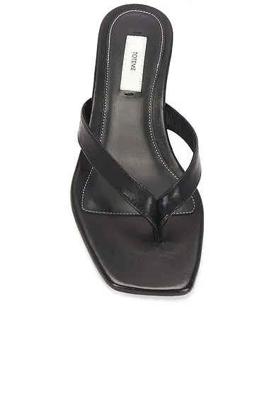 TOTEME Leather Kitten Heel Flip Flop Sandals - Black
