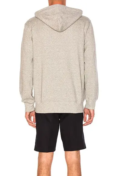 Play Comme Des Garcon Red Emblem Zip Cotton Hoodie - Grey