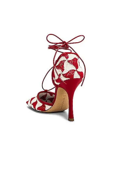 Bottega Veneta Stretch Lace Up Sandals - String & Scarlet