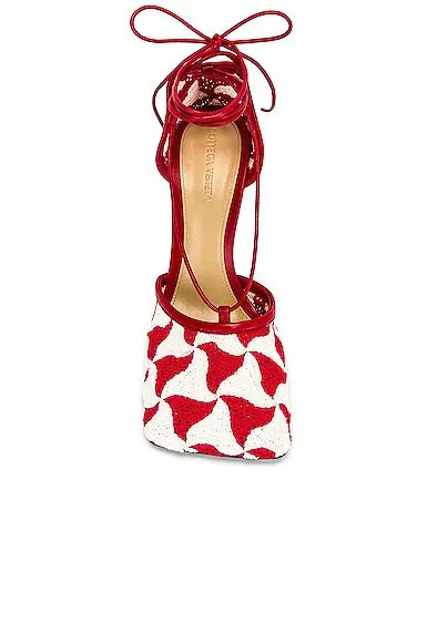 Bottega Veneta Stretch Lace Up Sandals - String & Scarlet