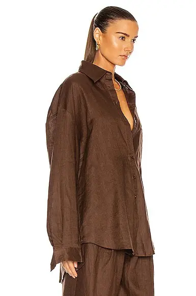 AEXAE Linen Woven Shirt - Brown