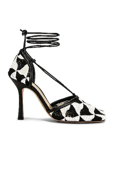 Bottega Veneta Stretch Lace Up High Heel Sandals - String & Black