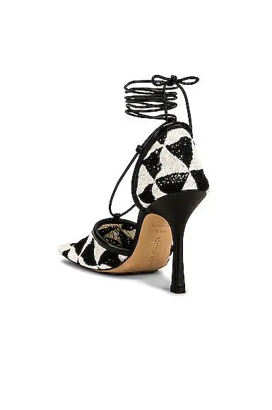 Bottega Veneta Stretch Lace Up High Heel Sandals - String & Black